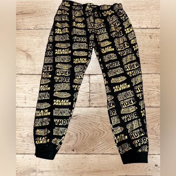 Marvel | Pants | Marvel Mens Black Tapered Ankle Sweatpants Wgold ...